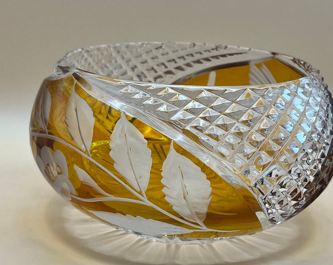 Vintage Julia Amber Crystal Glass Bowl - Etsy