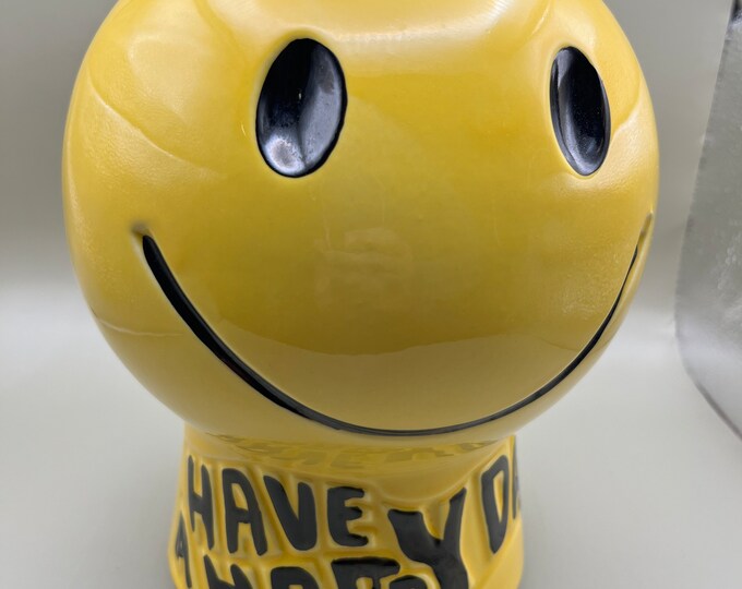 Vintage Mccoy USA Pottery Smiley Face Cookie Jar/ Planter and MUG "have ...