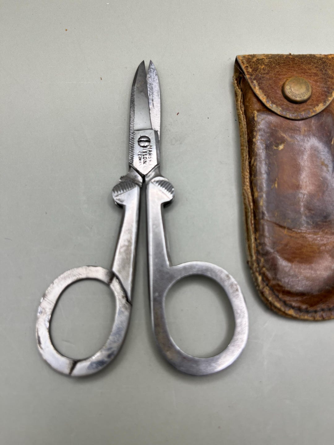 Vintage Marshall Folding Scissors With Leather Pouch - Etsy