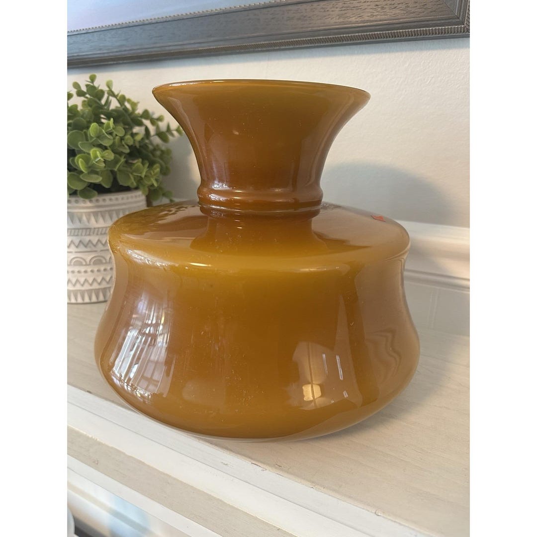 Vintage Italian Amber Cased Glass Lamp Shade Mid Century Opaline Murano ...