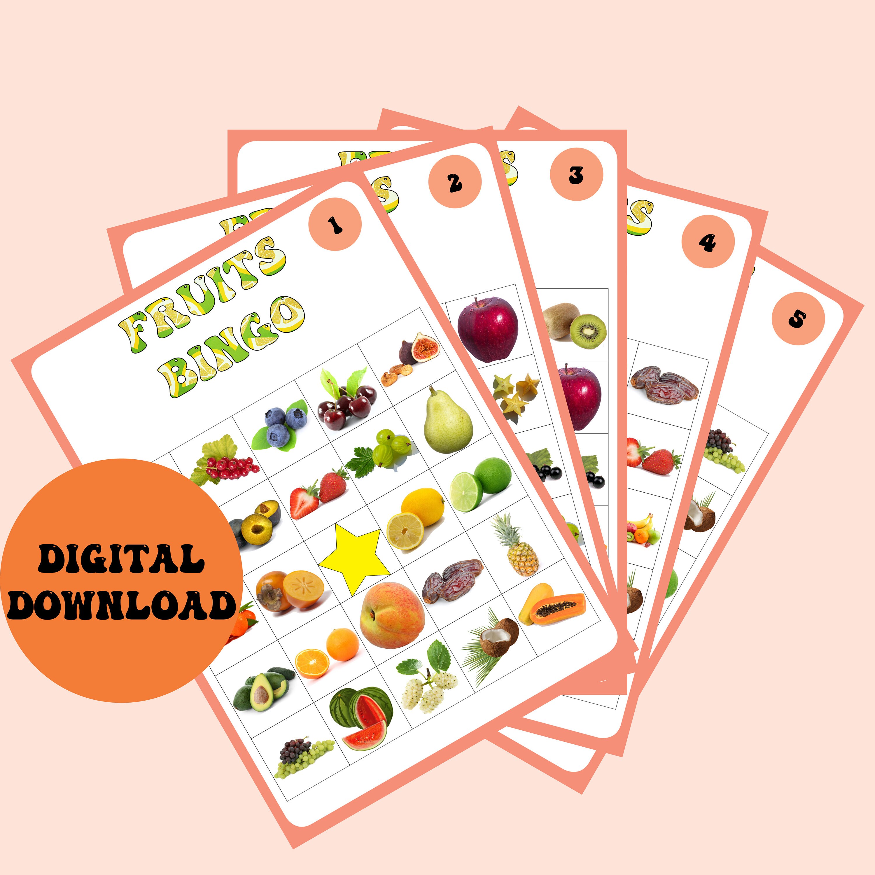 Fruit BINGO, Printable English Activity, Activity for Kids, Games ...