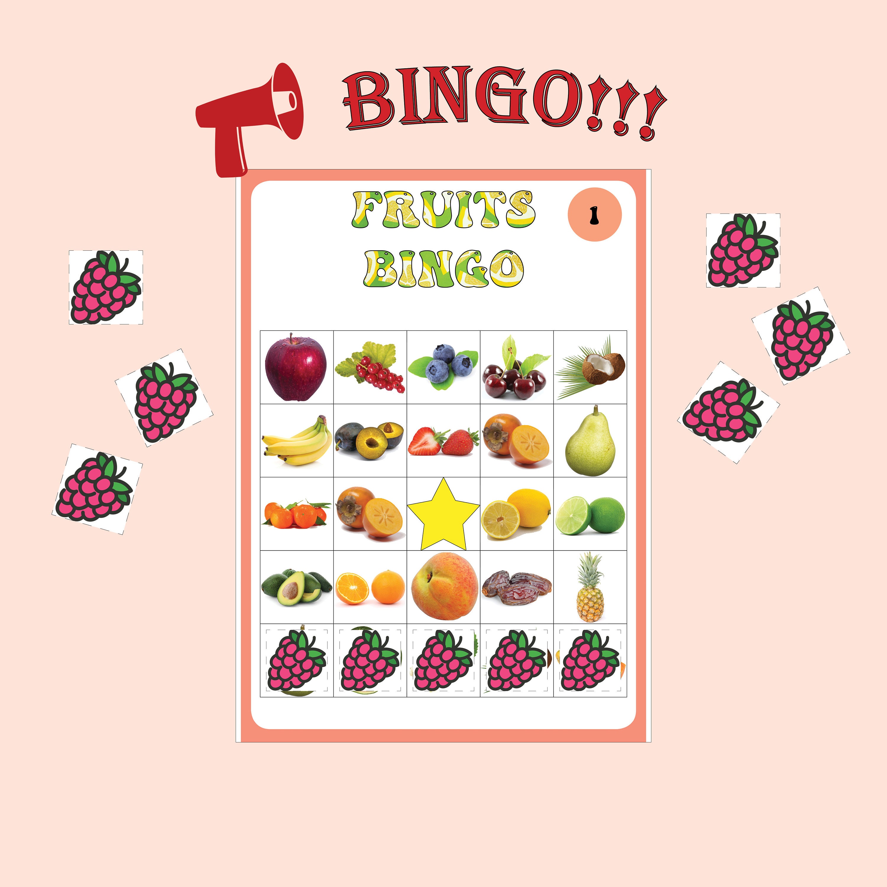 Fruit BINGO, Printable English Activity, Activity for Kids, Games ...