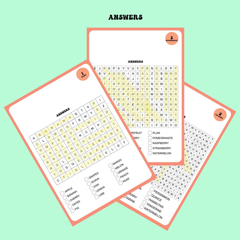 FRUIT Wordsearch, Fun for Kids, Activity for Children, Word Search ...
