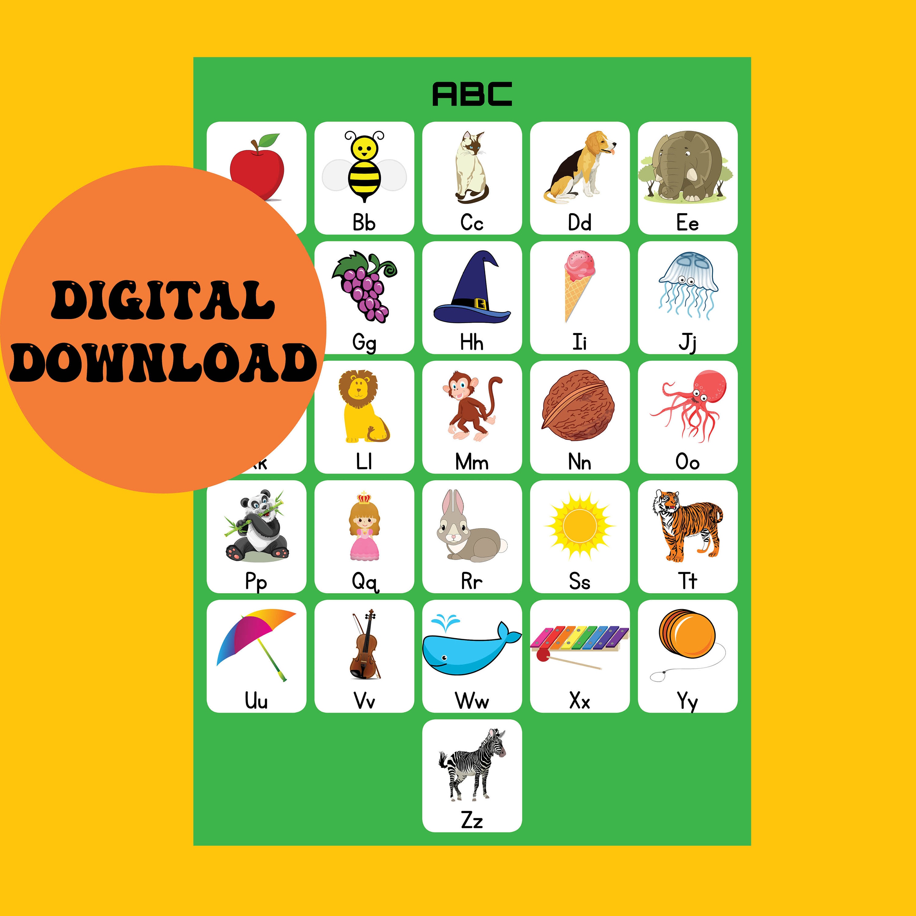 Flashcards, Alphabet, Pictures, Poster, English, Education, School - Etsy