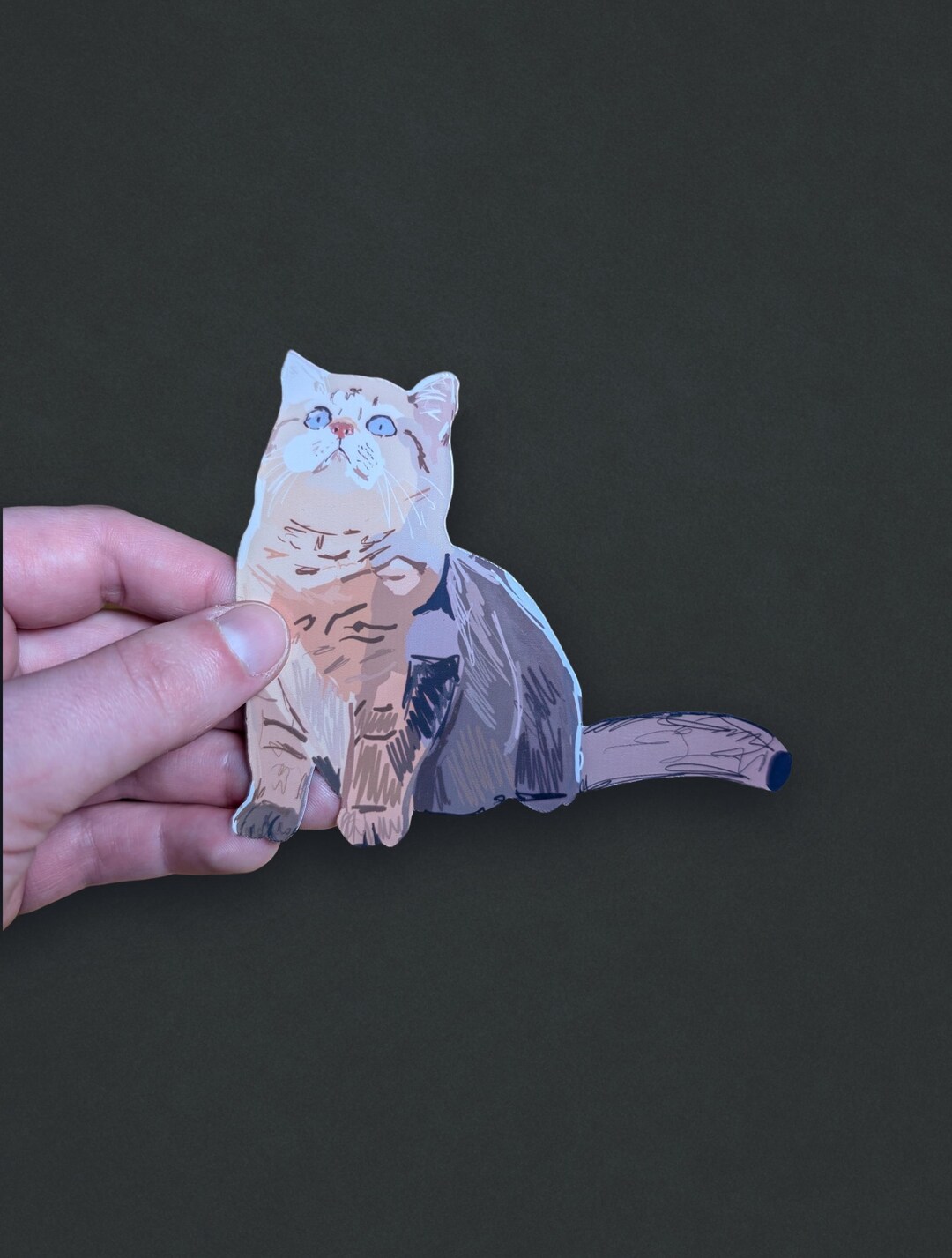 Fluffy Cat Sticker - Surprised Cat, Silly Cat, Cute Cat, Funny Cat ...
