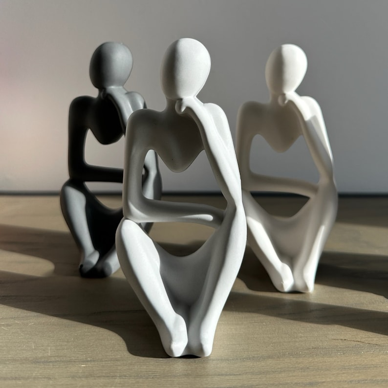 Abstract Thinker Figure Statue | Minimalist Handmade Home Decor ...