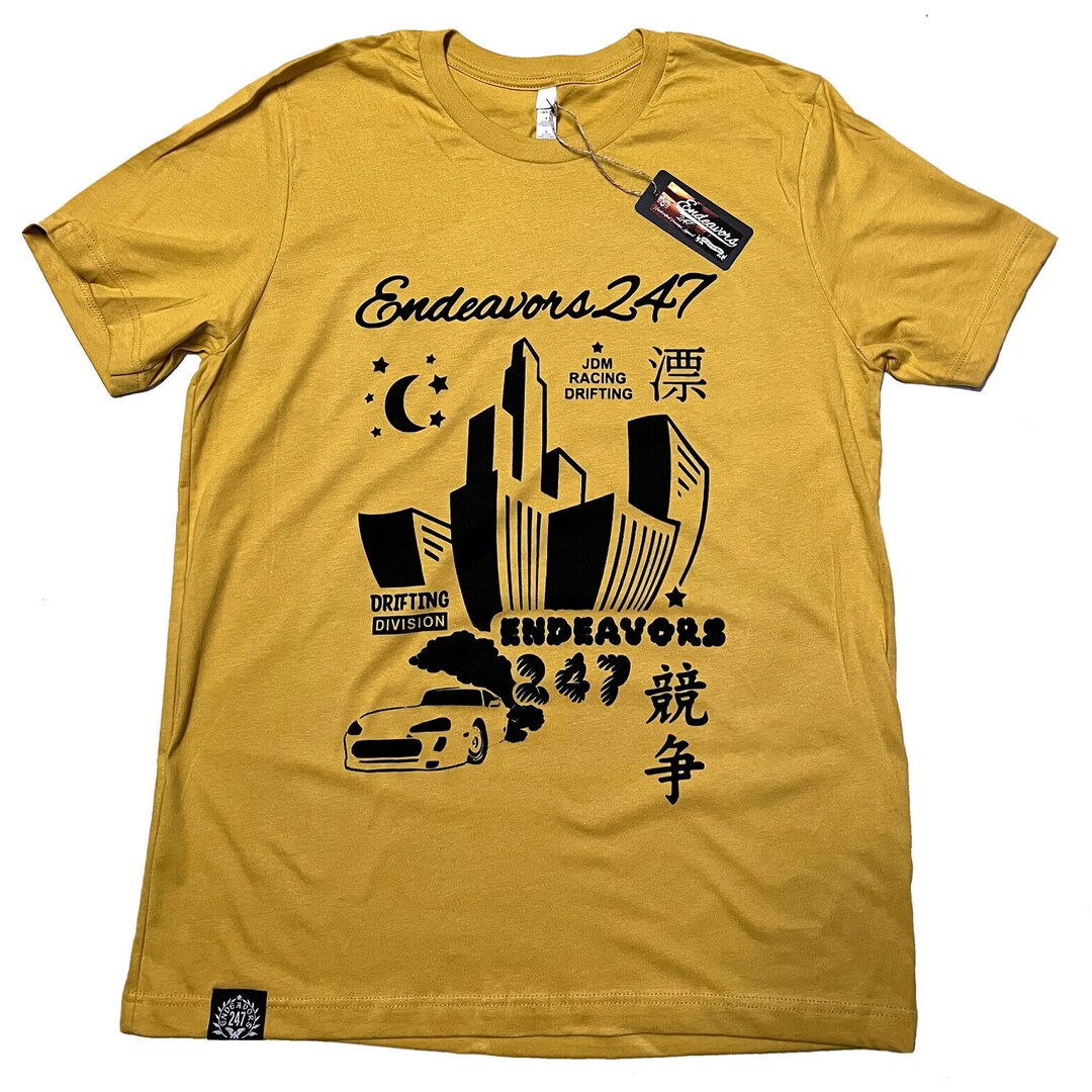 JDM Racing Drifting Japanese Kanji Mustard Heather Adult T Shirt ...