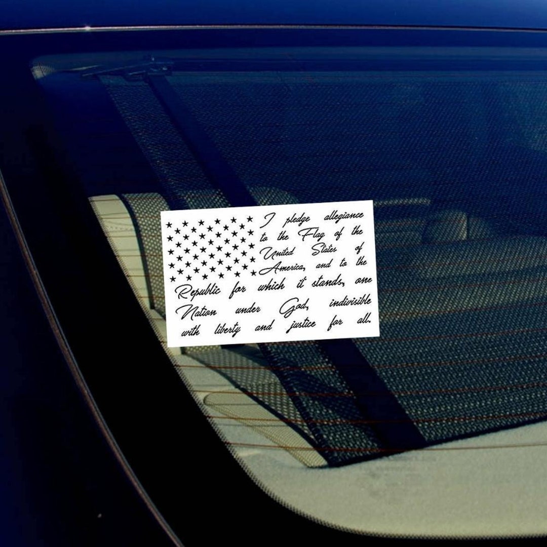 American Flag Pledge of Allegiance Window Sticker Decal White Vinyl Ink ...