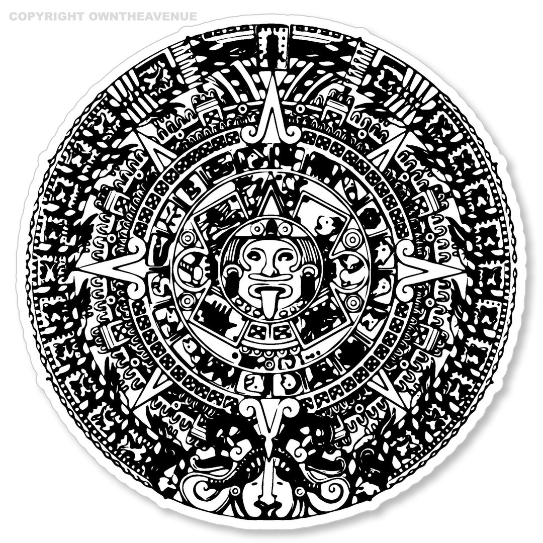 Maya Mayan Aztec Calendar Sticker V01 B/W Car Truck Window Bumper ...