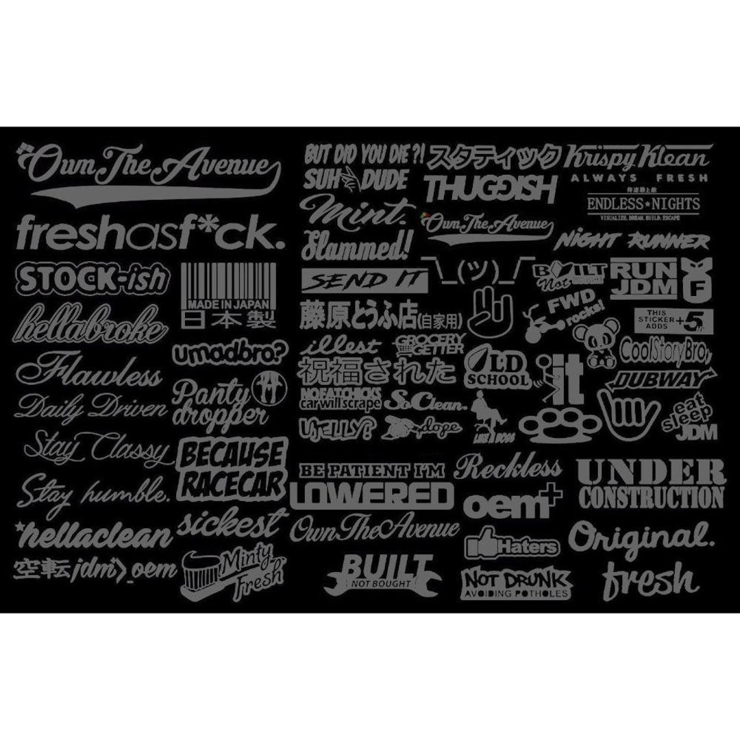 JDM Mega Sticker Pack Tuner Vinyl Decals 60 Stickers Gray tgishsh - Etsy