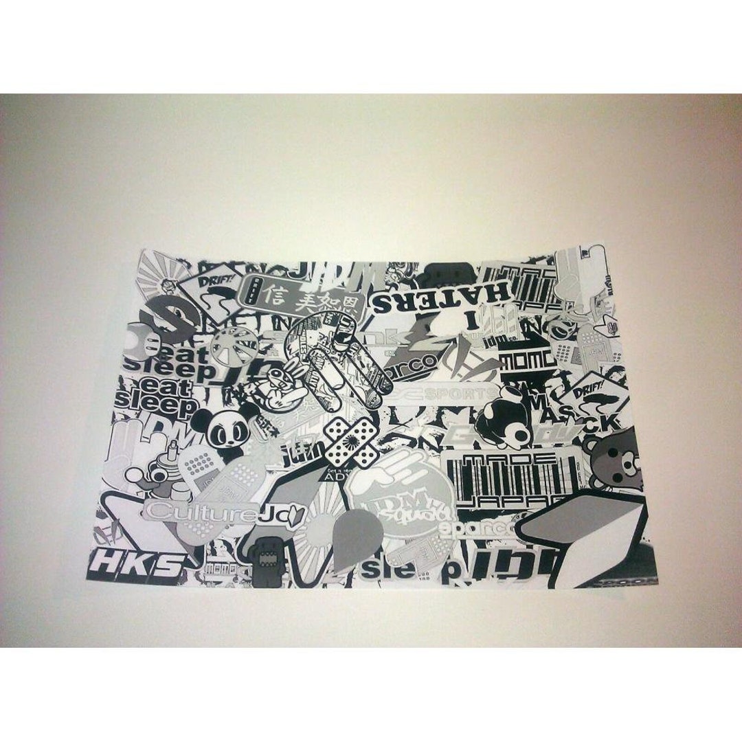 Sticker Bomb Graffiti Wrap JDM Decal Vinyl Sheet Sheets haters Black ...