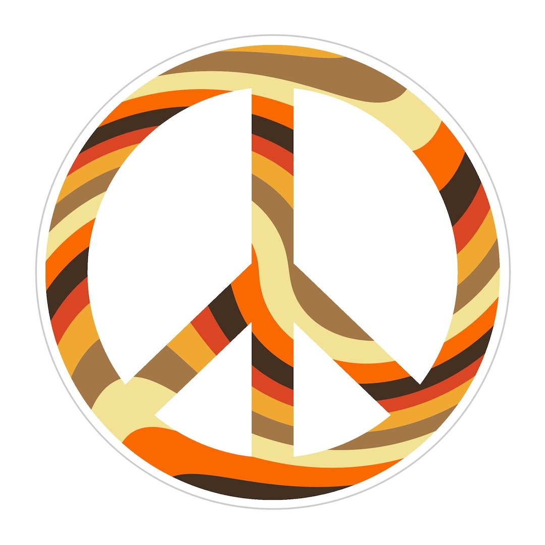 Peace Sign Logo Groovy 70s Pattern Nostalgic Sticker for Car Truck ...