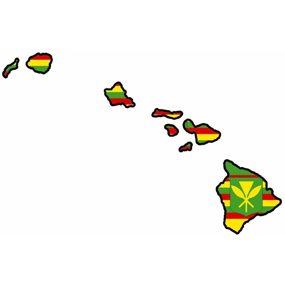 Kanaka Maoli Flag Hawaiin Island Map Hawaii Decal Car Window Bumper ...