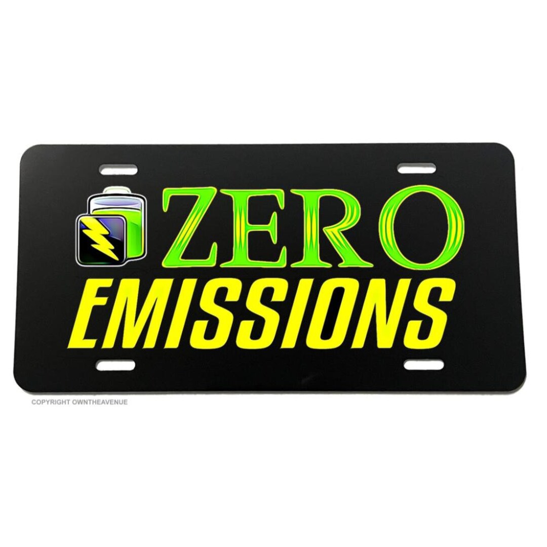 Zero Emissions Electric Car Vehicle EV Battery Funny License Plate ...
