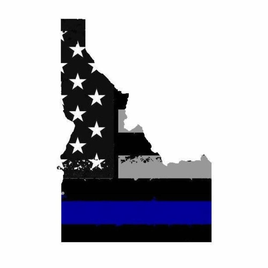 Idaho ID State Flag Blue Line Sticker for Support Police Window Bumper ...