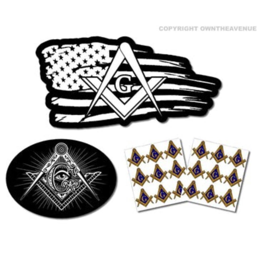 20 Pack Freemason Masonic Mason Compass Stickers Bumper Window Car ...