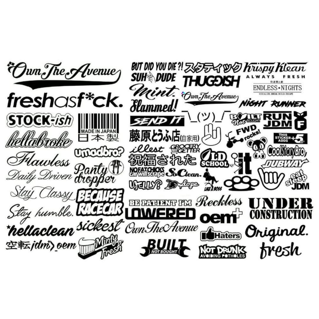 JDM Mega Sticker Pack Tuner Vinyl Decals 60 Stickers Black tgishsh - Etsy