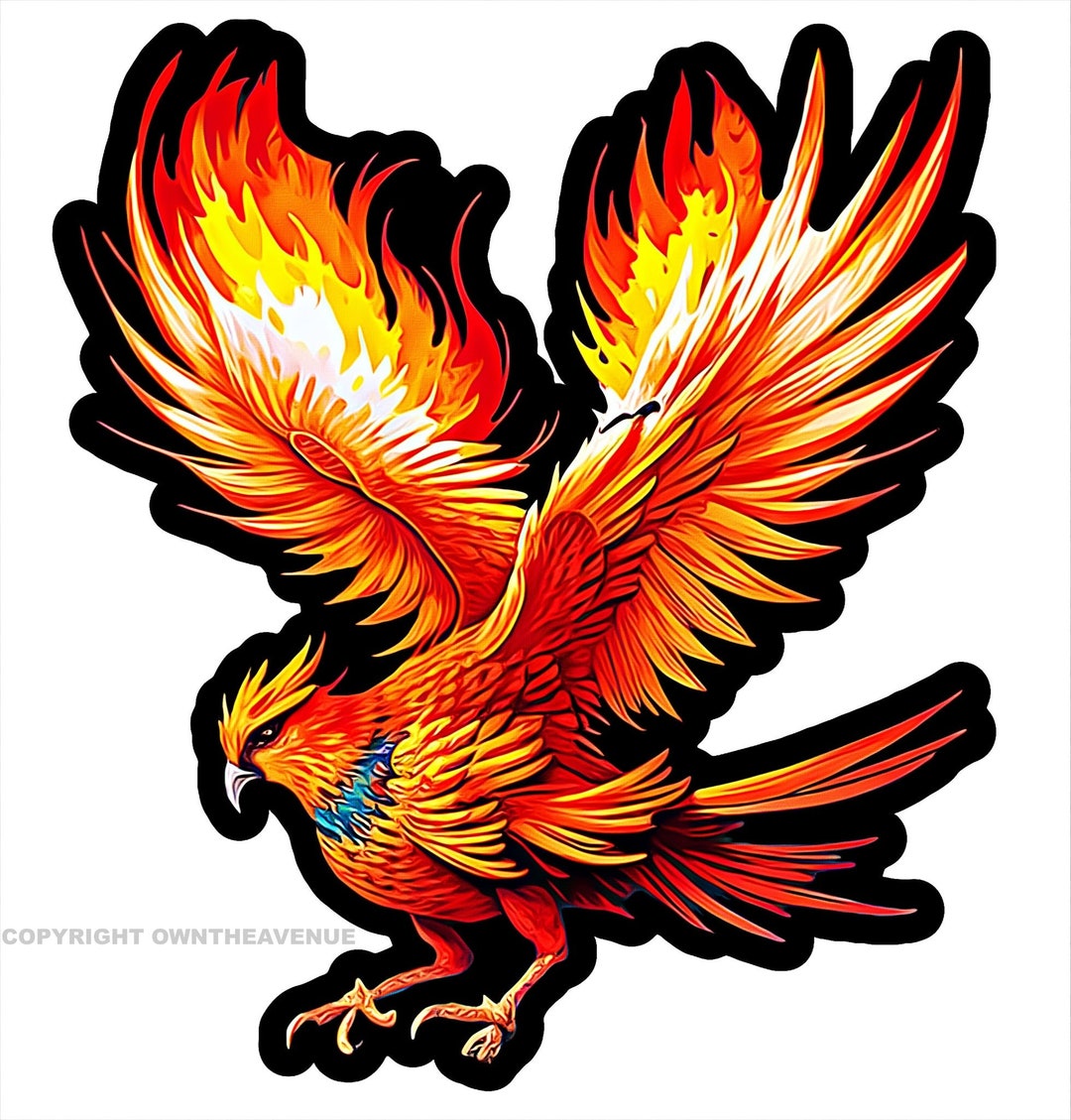 Phoenix Bird Flames Fire Sticker for Car Truck Window Bumper Laptop ...