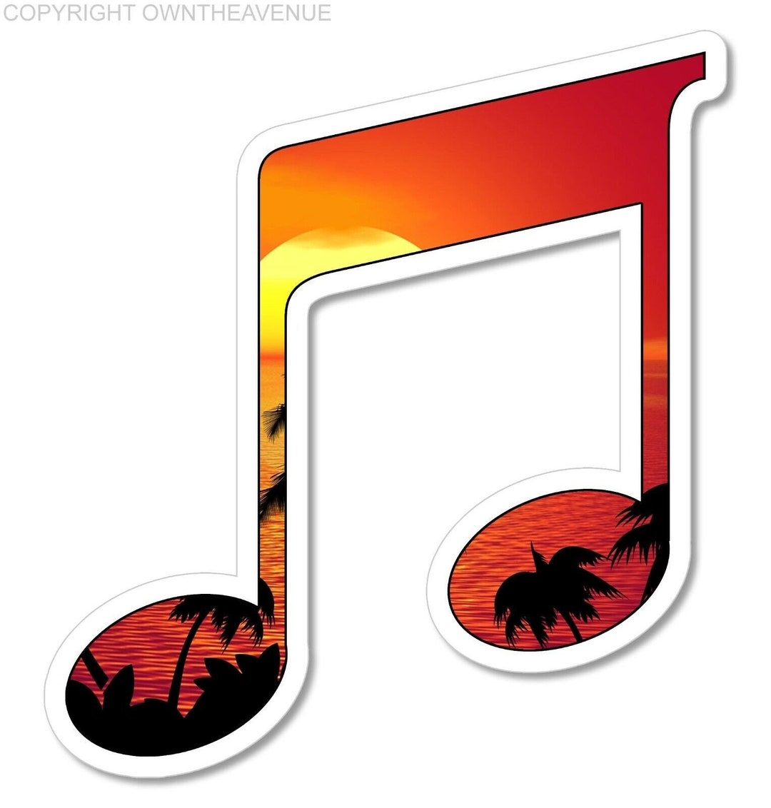 Music Note Sticker Rock Rap Hip Hop Beach Sunset Car Truck Bumper Vinyl ...