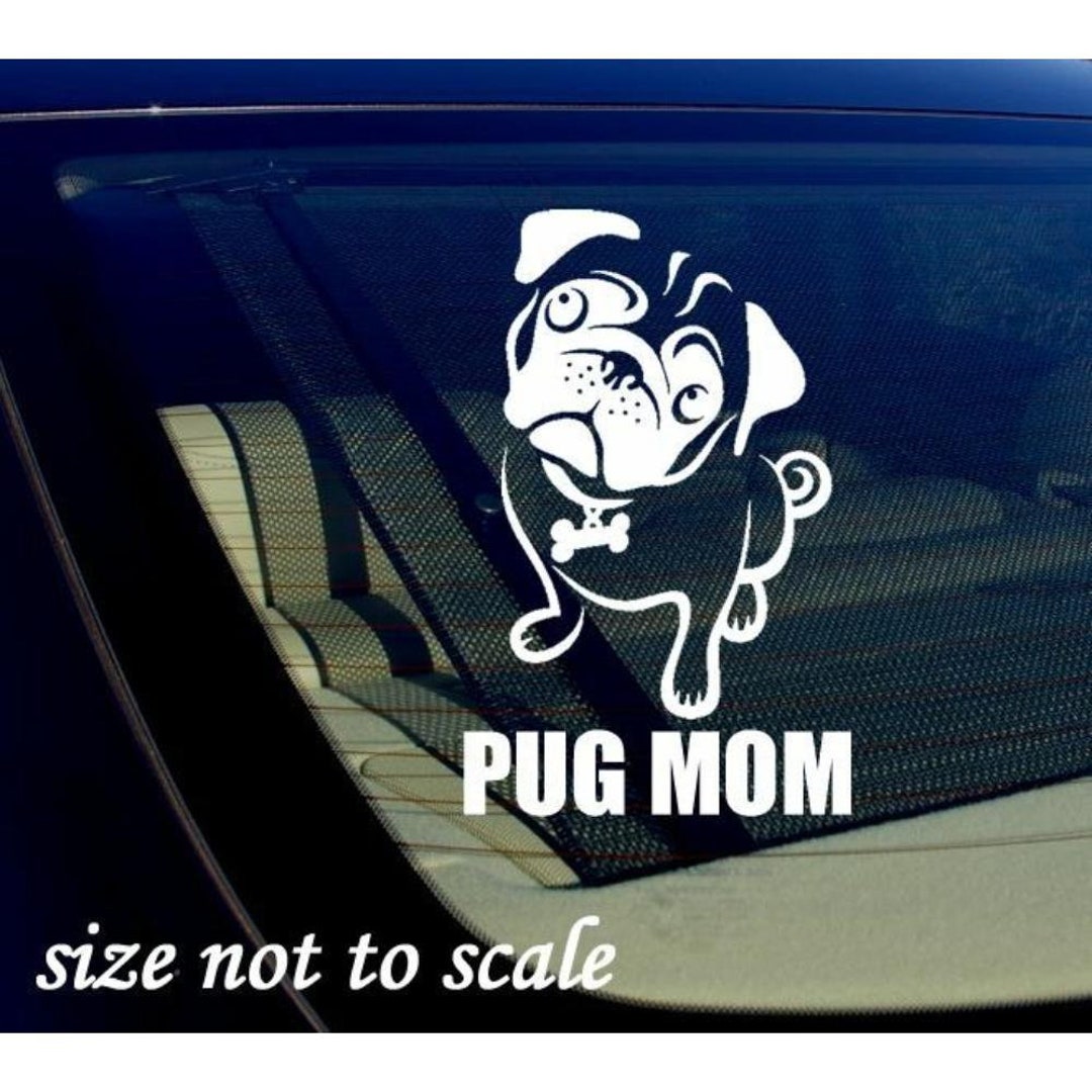 Pug Mom Decal Sticker for Car Window Bumper I Love My Rescue Dog 3.5 X ...