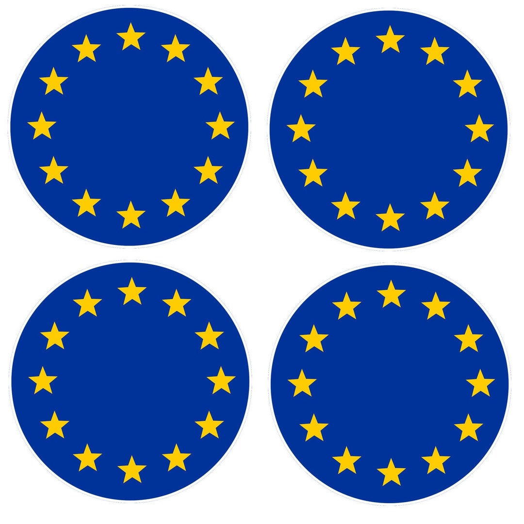 X4 European Union Flag Stickers EU Flag Decals Vinyl Sticker Round 2 ...