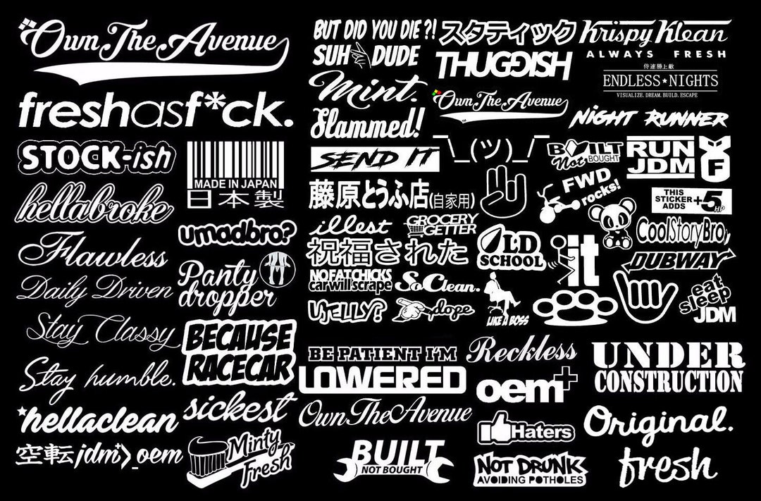 JDM 60 Car Stickers Decals Bulk Wholesale Pack Lot Race Drift Choose ...