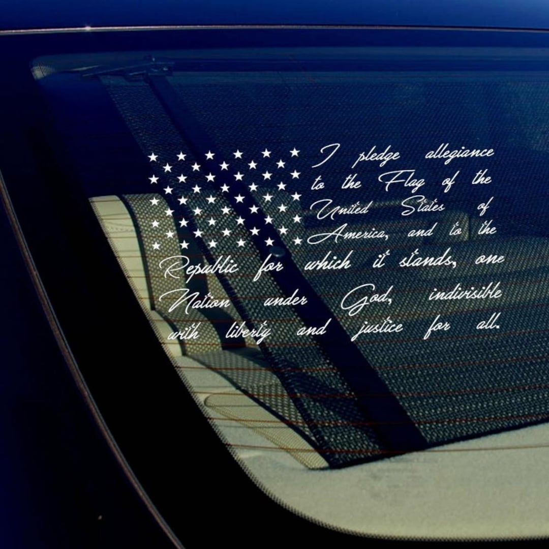 American Flag Pledge of Allegiance Vinyl Truck Car Window White Sticker ...