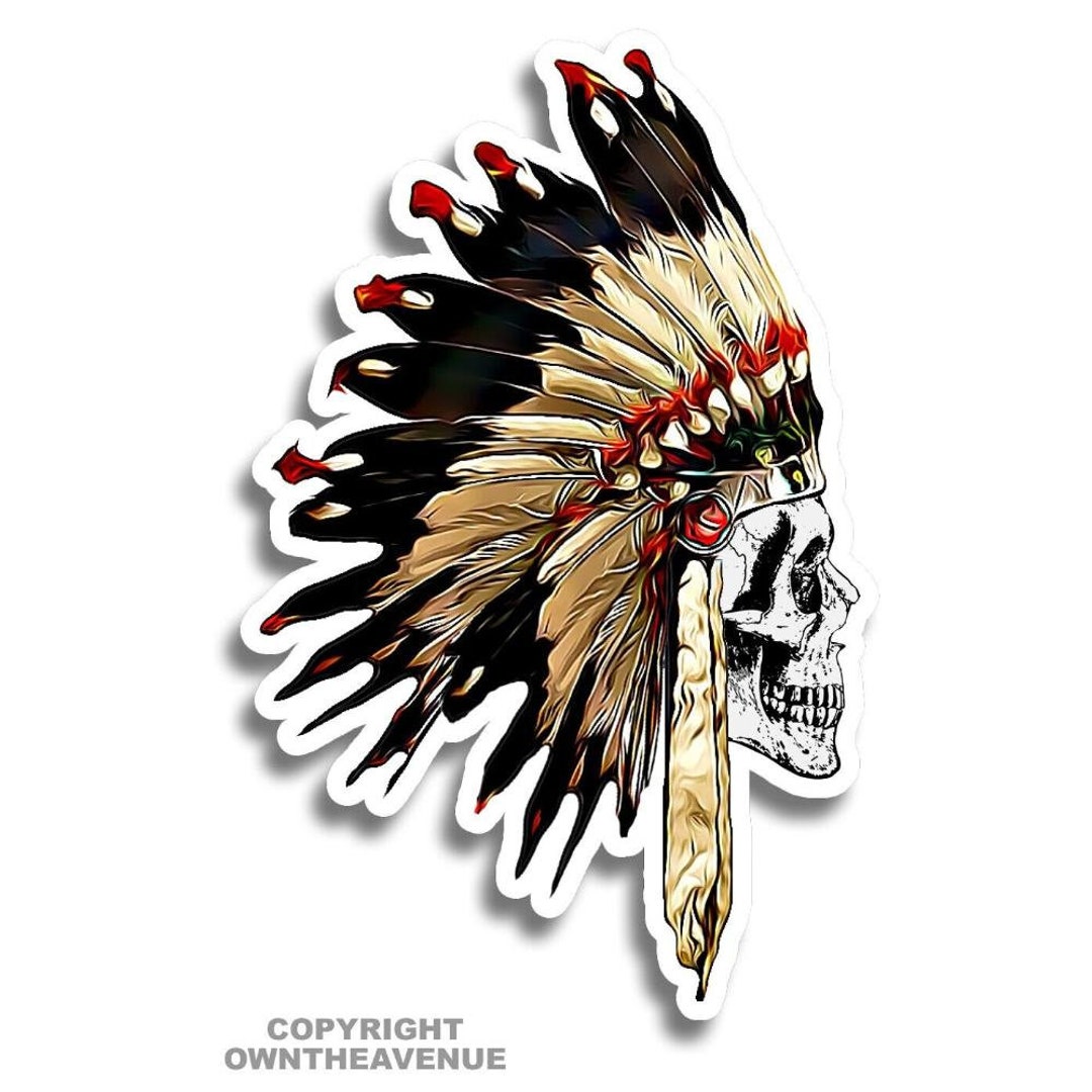 Indian Chief Skull Logo Vinyl Decal Sticker for Truck Window Bumper ...