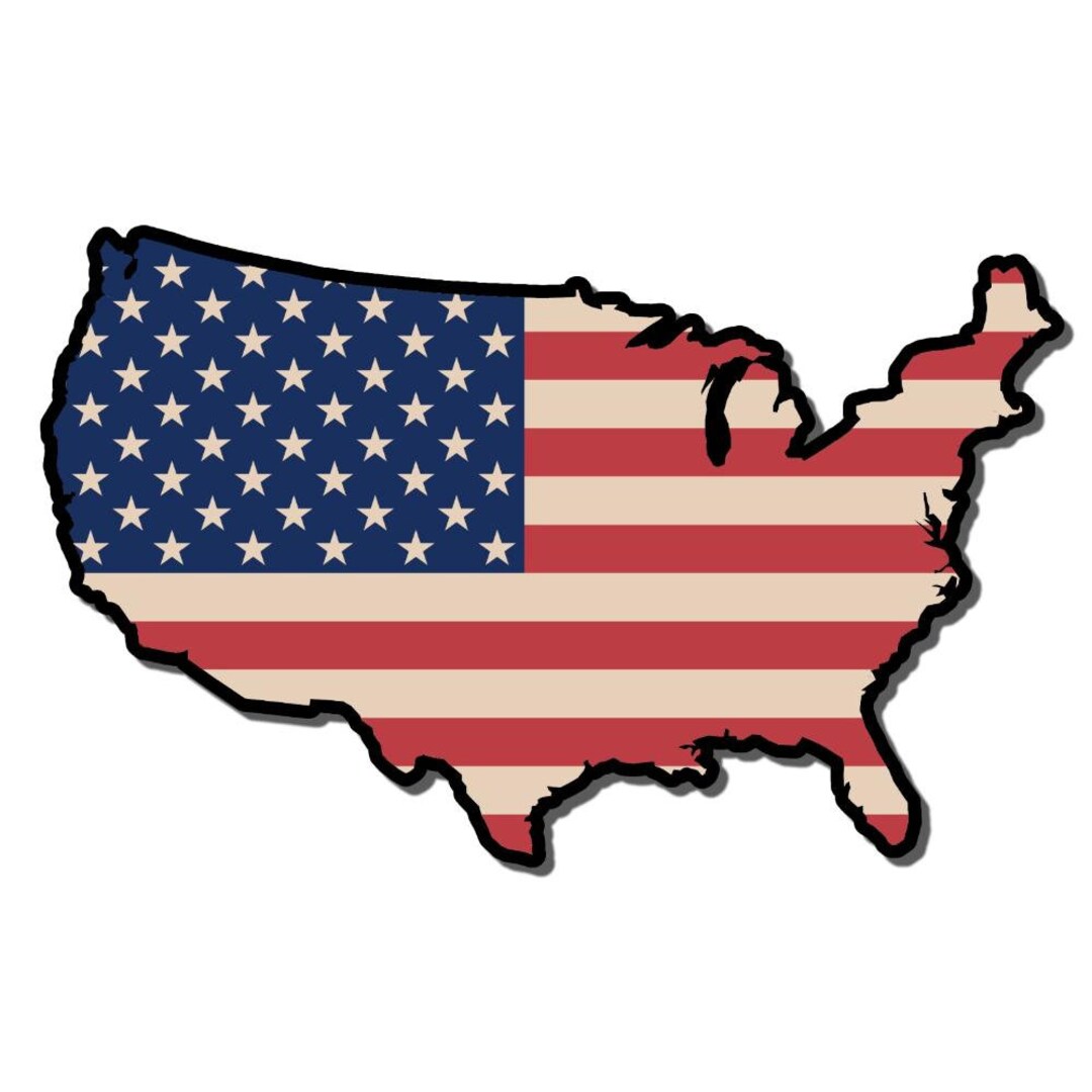 American Flag USA Outline Shape Sticker Decal Auto Window Bumper Vinyl ...