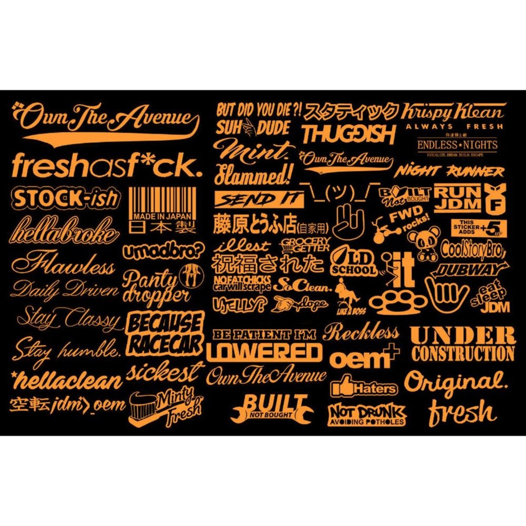 JDM Mega Sticker Pack Tuner Vinyl Decals 60 Stickers Gold tgishsh - Etsy