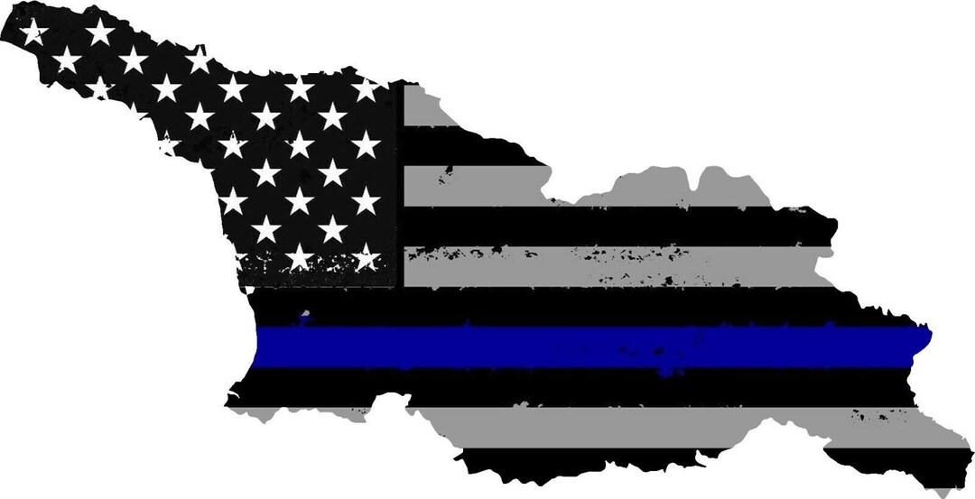 Georgia Ga State Outline Blue Line Flag Support Police Vinyl - Etsy