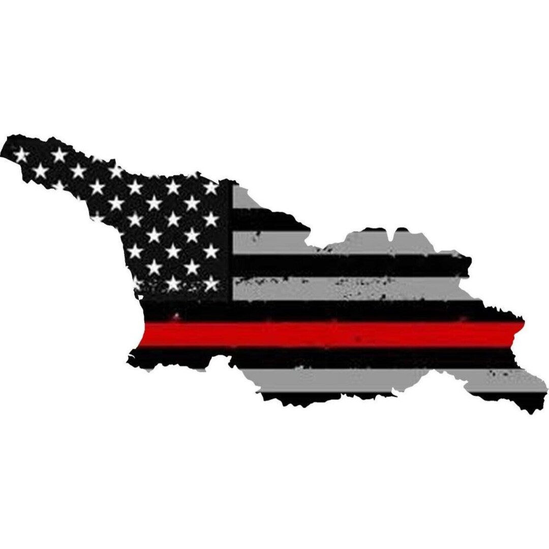 Georgia GA State Outline Red Color Map Flag Sticker for Support Fire ...