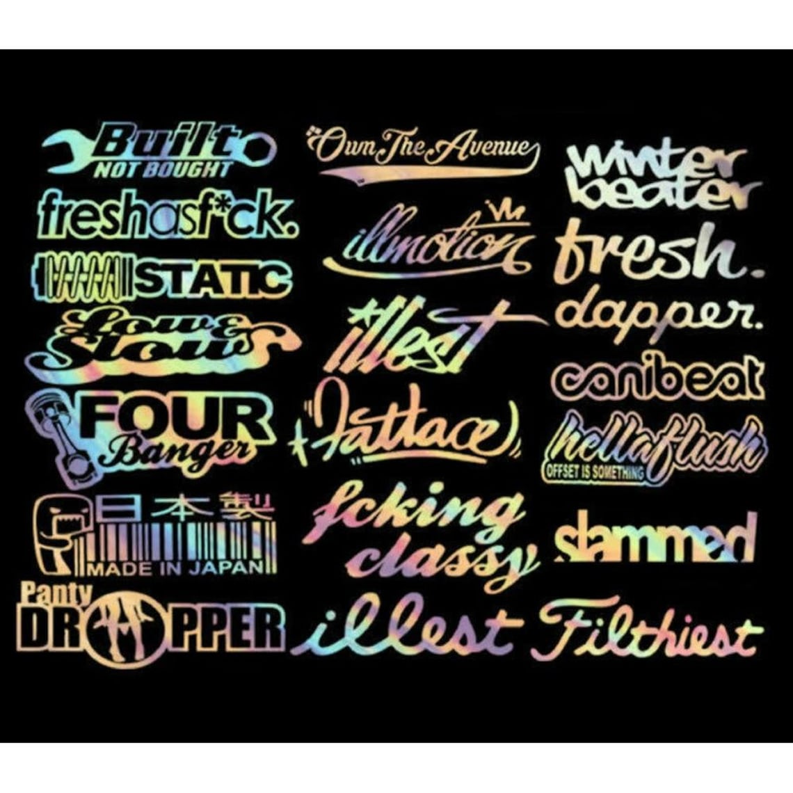 JDM Mega Sticker Pack Low Tuner Racing Vinyl Decals 20 Stickers Oil ...