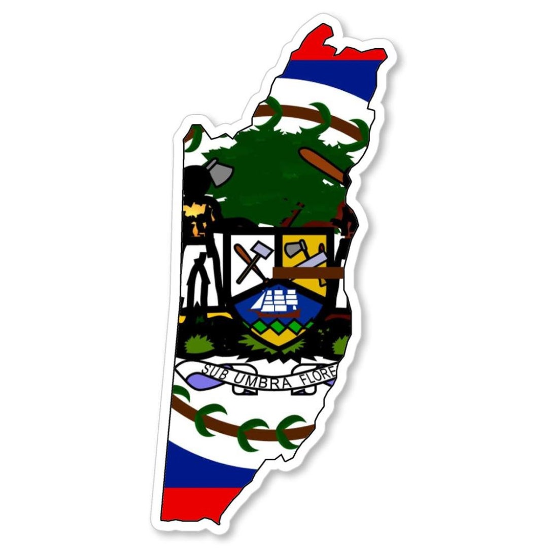 Belize Flag Map Outline Sticker Car Truck Window Bumper Laptop Cooler ...