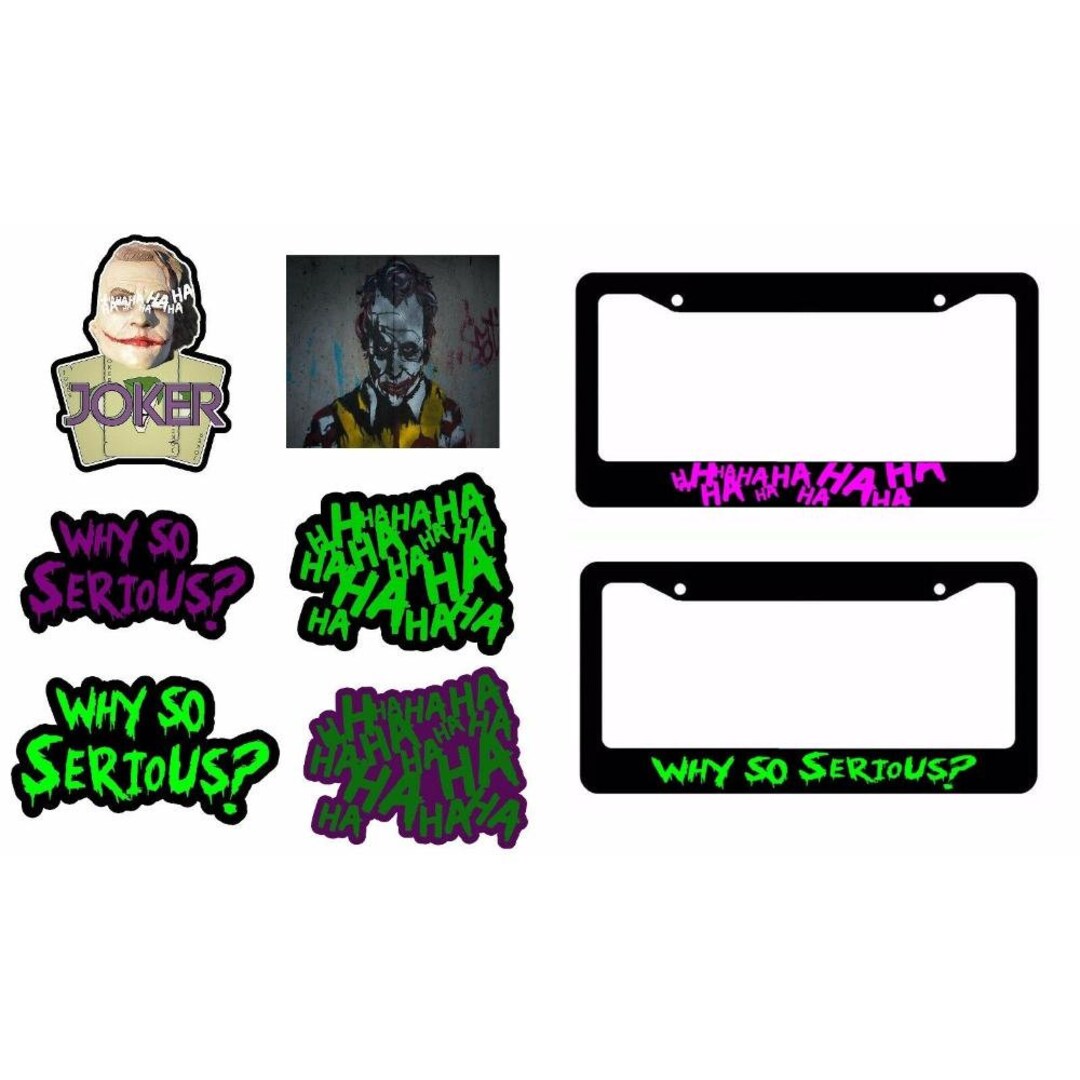 Joker Haha Why so Serious 6 Pack Decal Stickers & Two Joker License ...