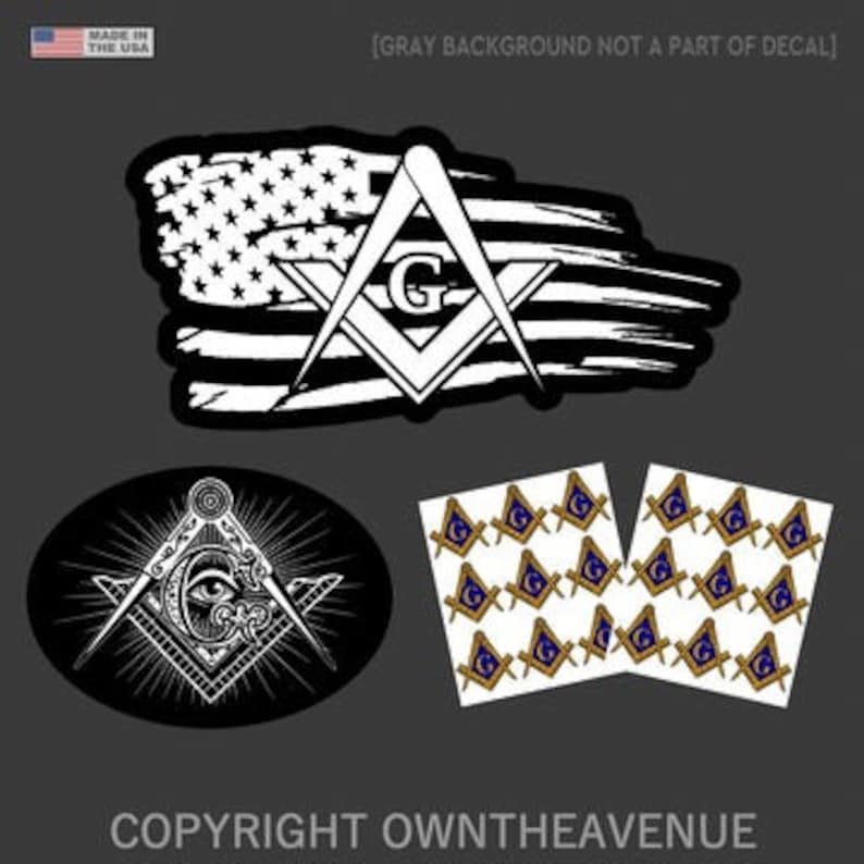 20 Pack Freemason Masonic Mason Compass Stickers Bumper Window Car ...