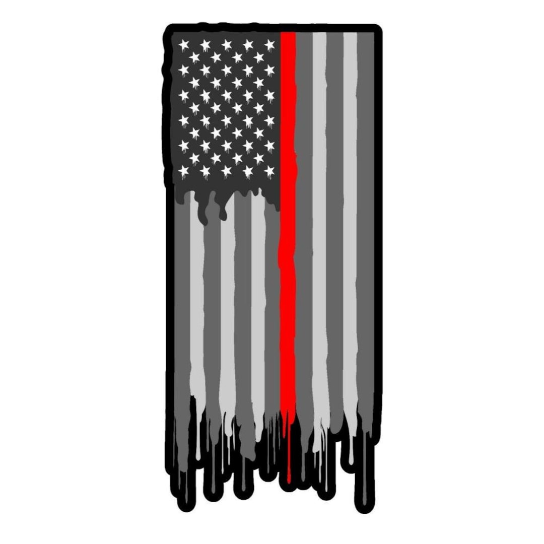 Support Firefighters Red Line Flag Vinyl Decal Sticker Subdued Model 5 ...