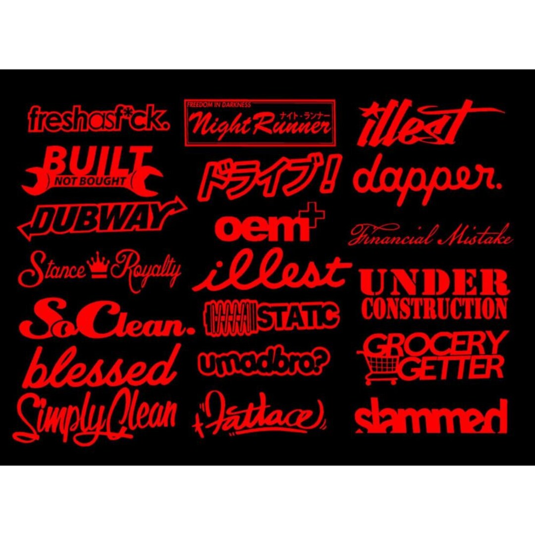 JDM Mega Sticker Pack 20 Low Vinyl Decals Stickers Lot, Red ROST Model ...