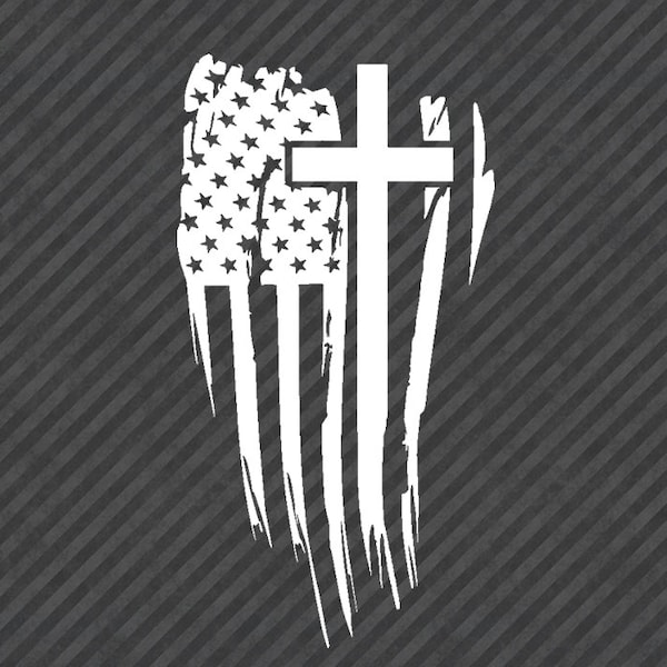 American Flag and Cross Car Decal - Etsy