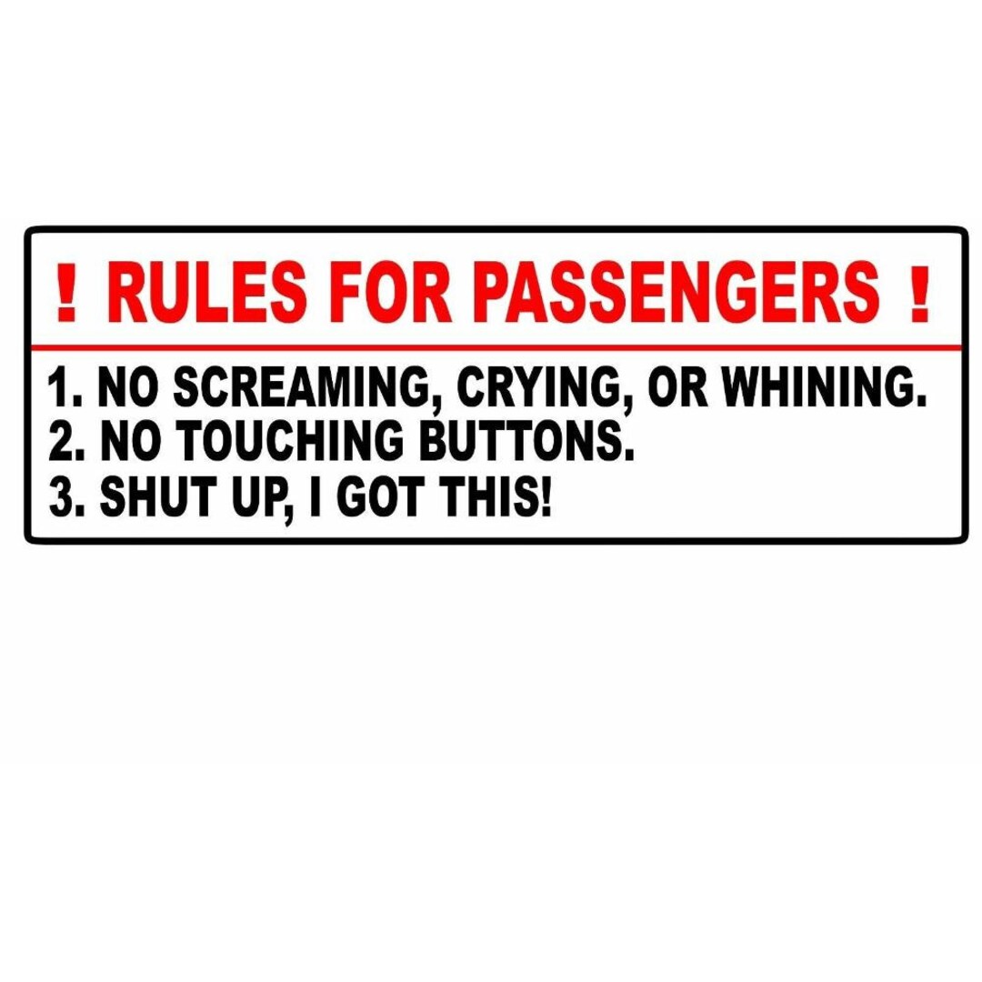 Rules for Passengers Warning Decal Sticker for Car Window Bumper Funny ...