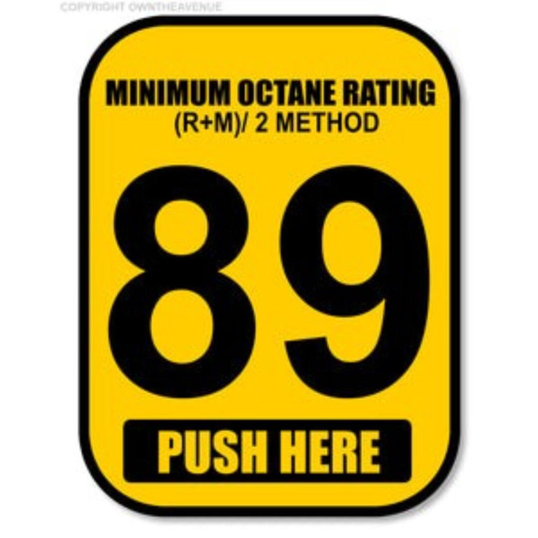 89 Octane Gas Pump Button Label Vinyl Sticker Gasoline Petrol Decal 2x2 ...