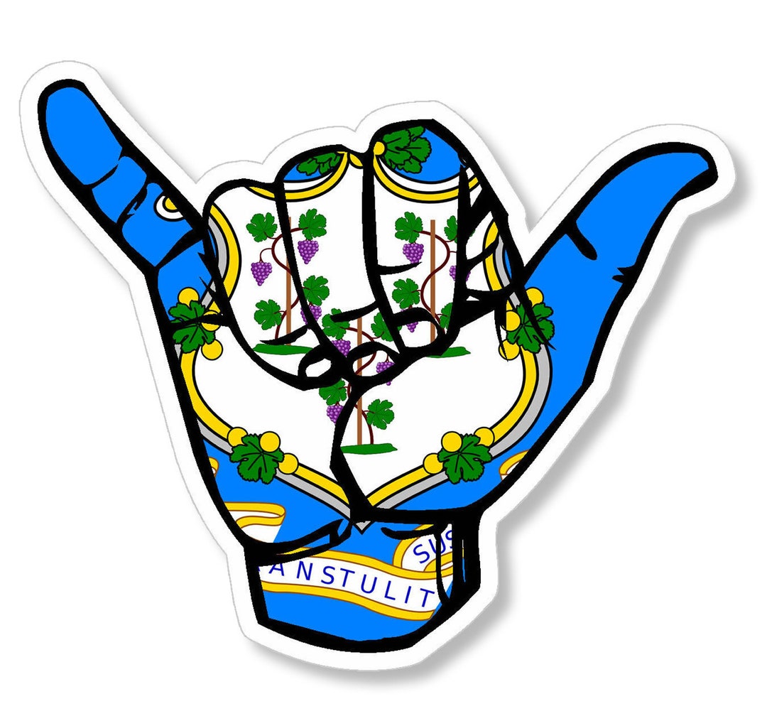 Connecticut CT Flag Shaka Hang Loose Vinyl Sticker Decal - Etsy