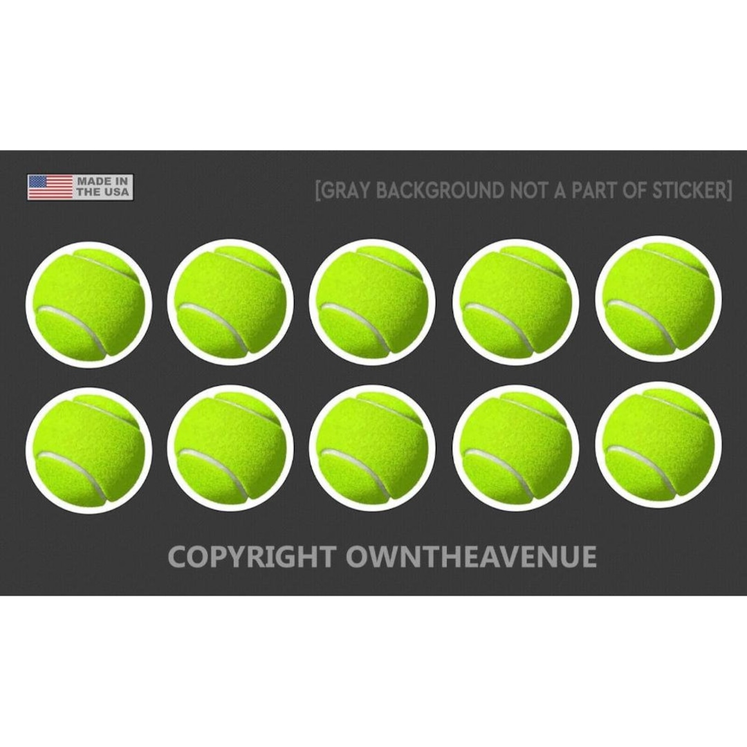 Tennis Ball Vinyl Sticker Decal Pack Lot of 10 for Car Laptop Bumper ...