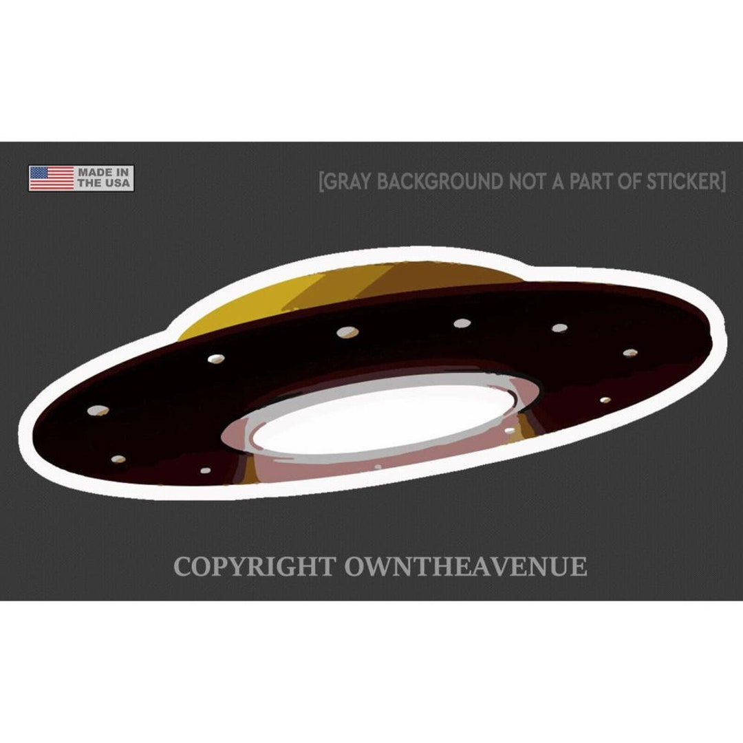 Flying Saucer UFO Sticker Vinyl Decal Alien Space Peace Sci Fi Funny ...