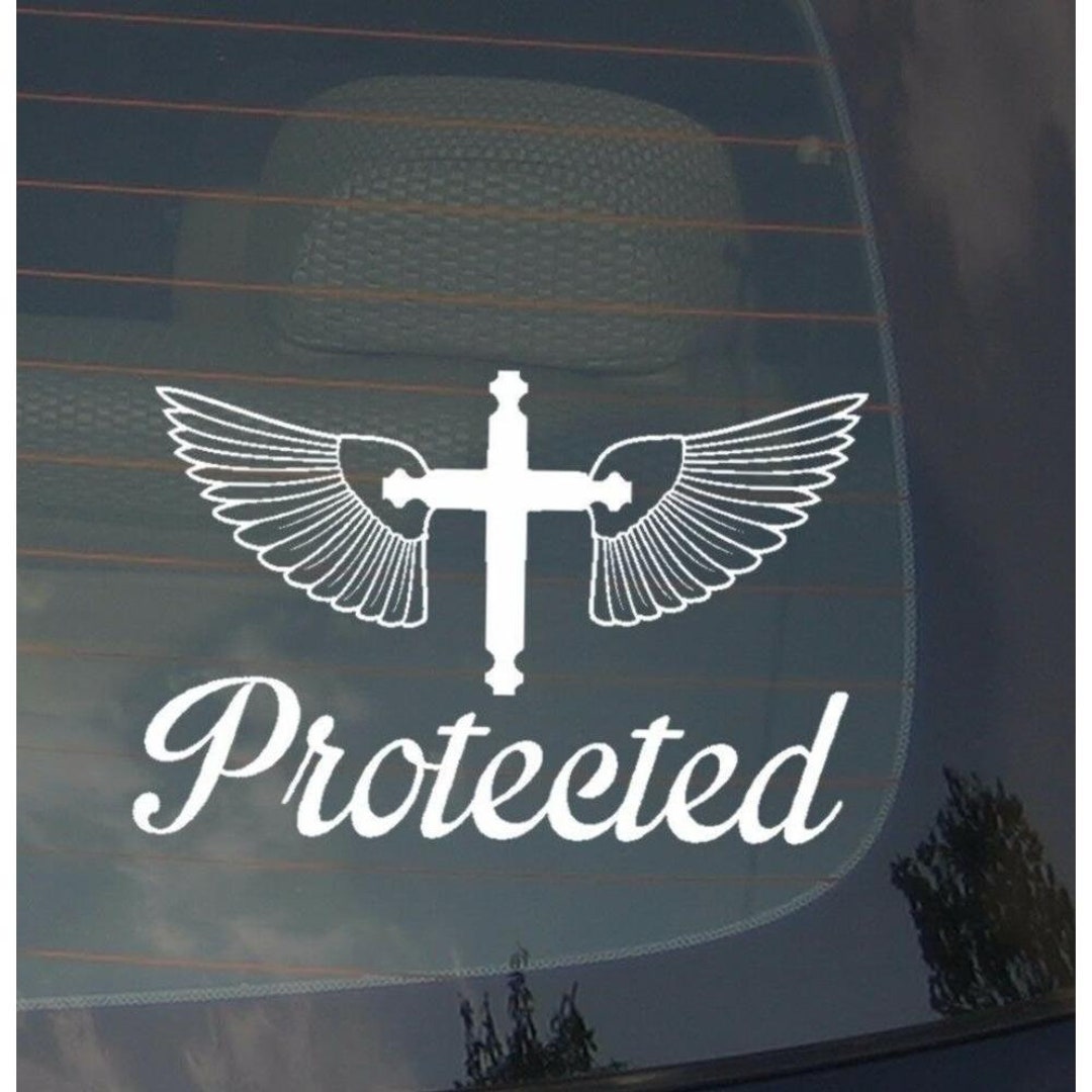 Protected Sticker Praying Cross Christian Bike Motorcycle Sticker Decal ...