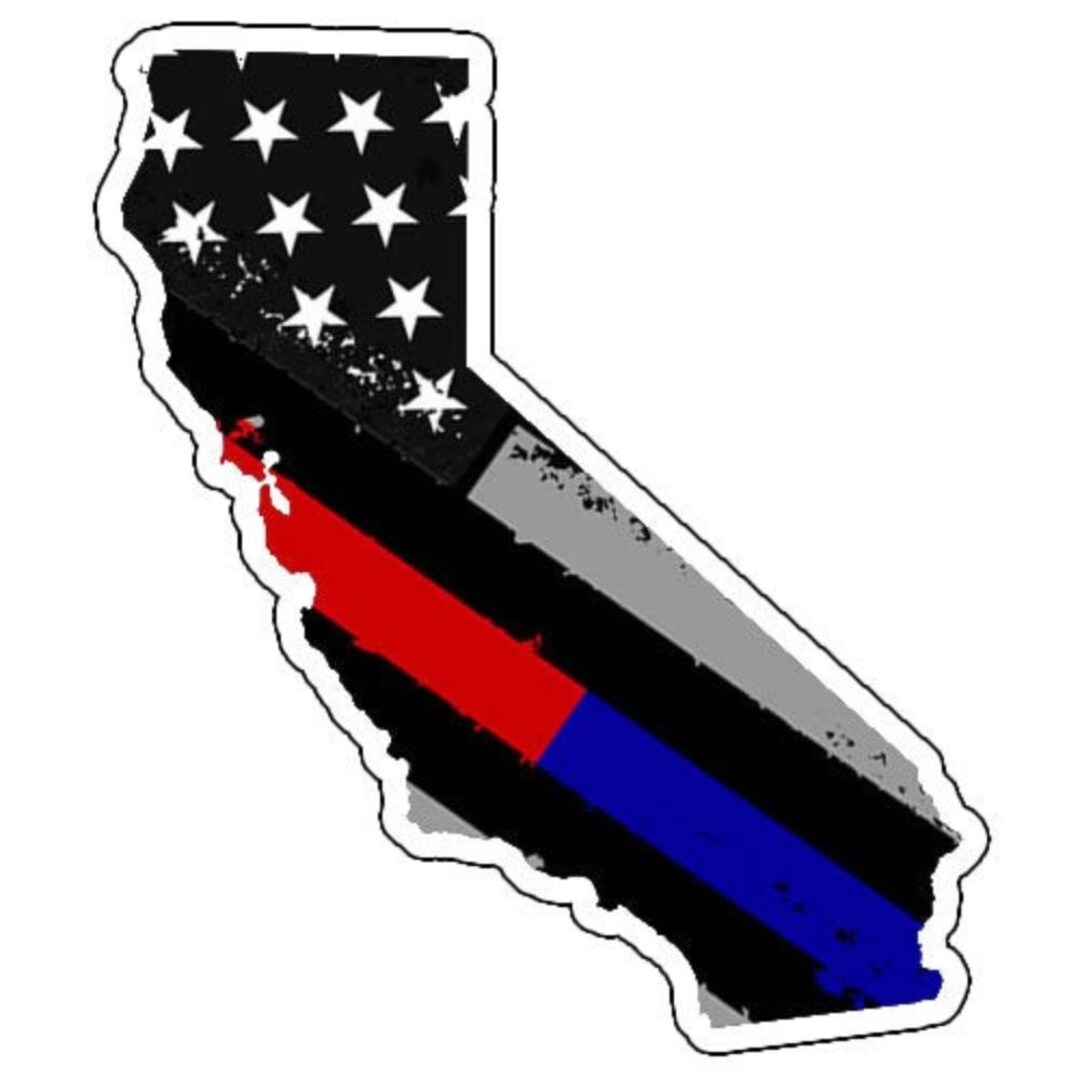 Cali Red Blue Colors Map Outline Sticker Decal Police Fire Flag ...