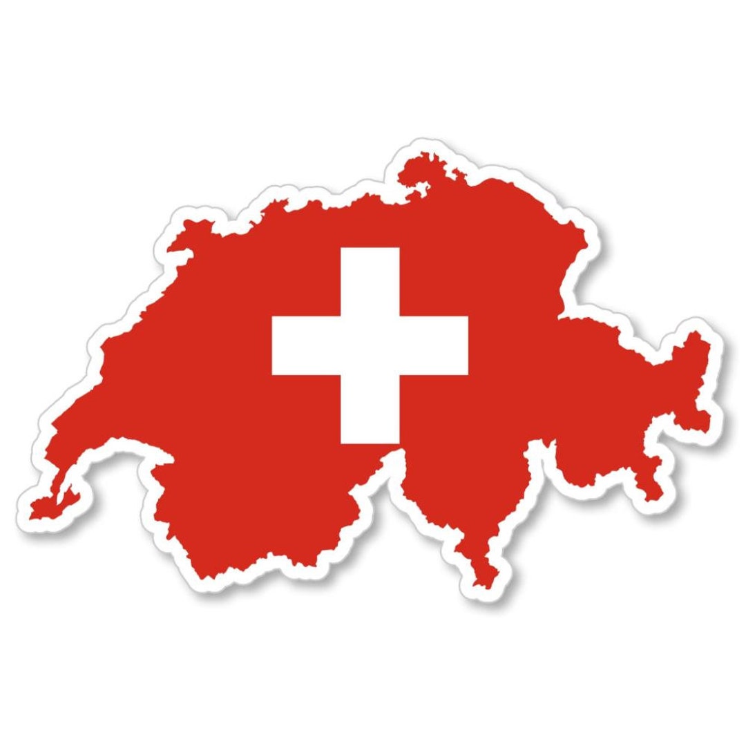 Switzerland Flag Country Map Outline Sticker Car Truck Window Bumper ...