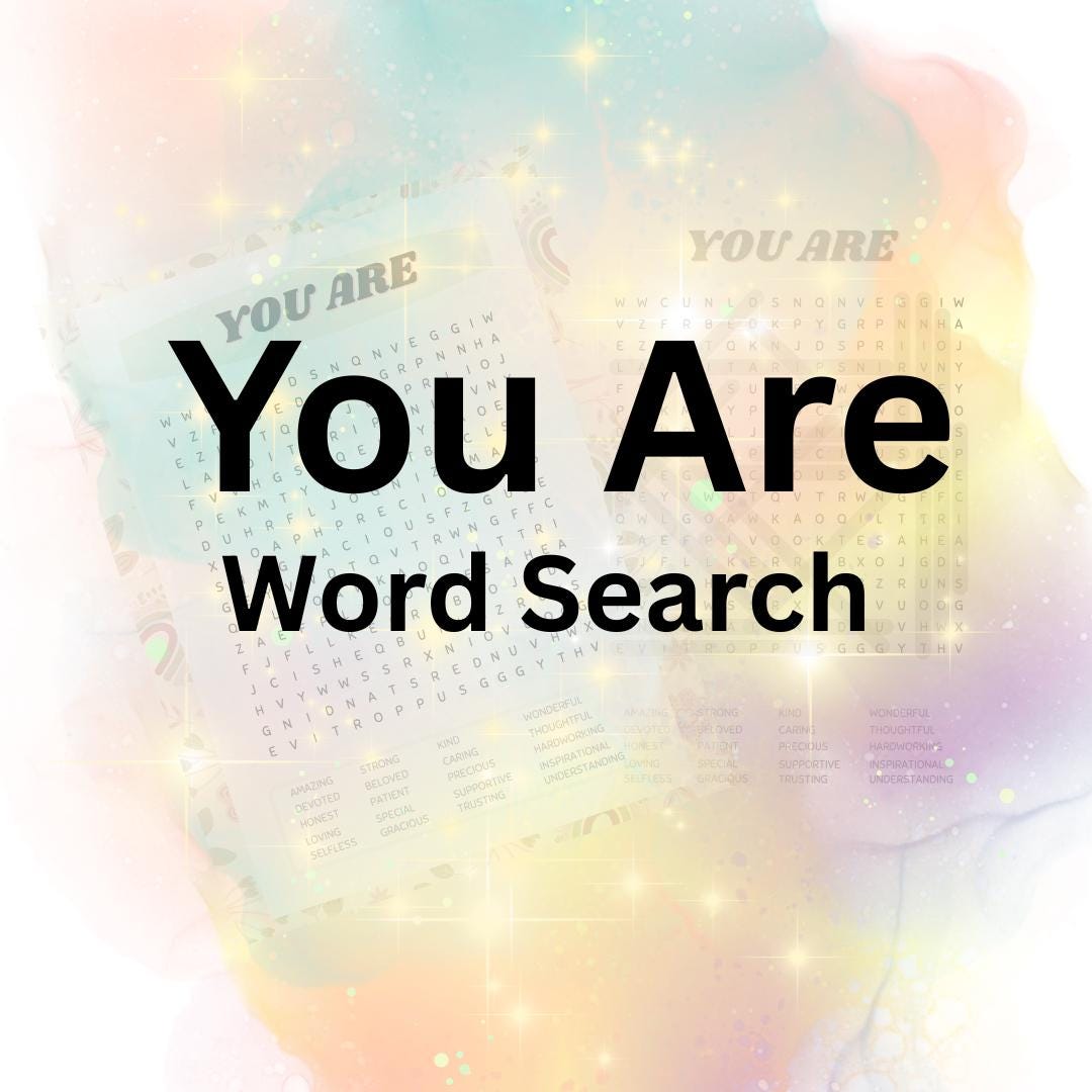YOU ARE Word Search Sheet Printable | Self Love Healing Digital ...