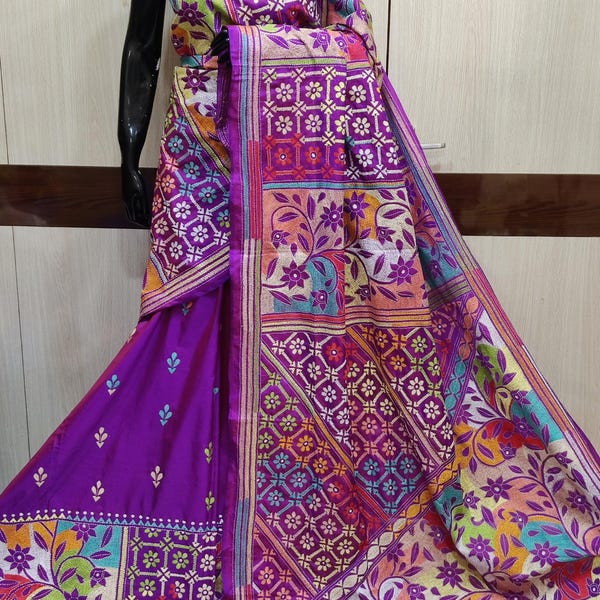 Blended Kantha Sarees - Etsy