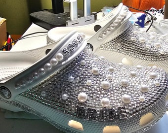 Custom Bling Wedding Crocs, Bride Crocs, Custom Wedding Gift, Bridal ...